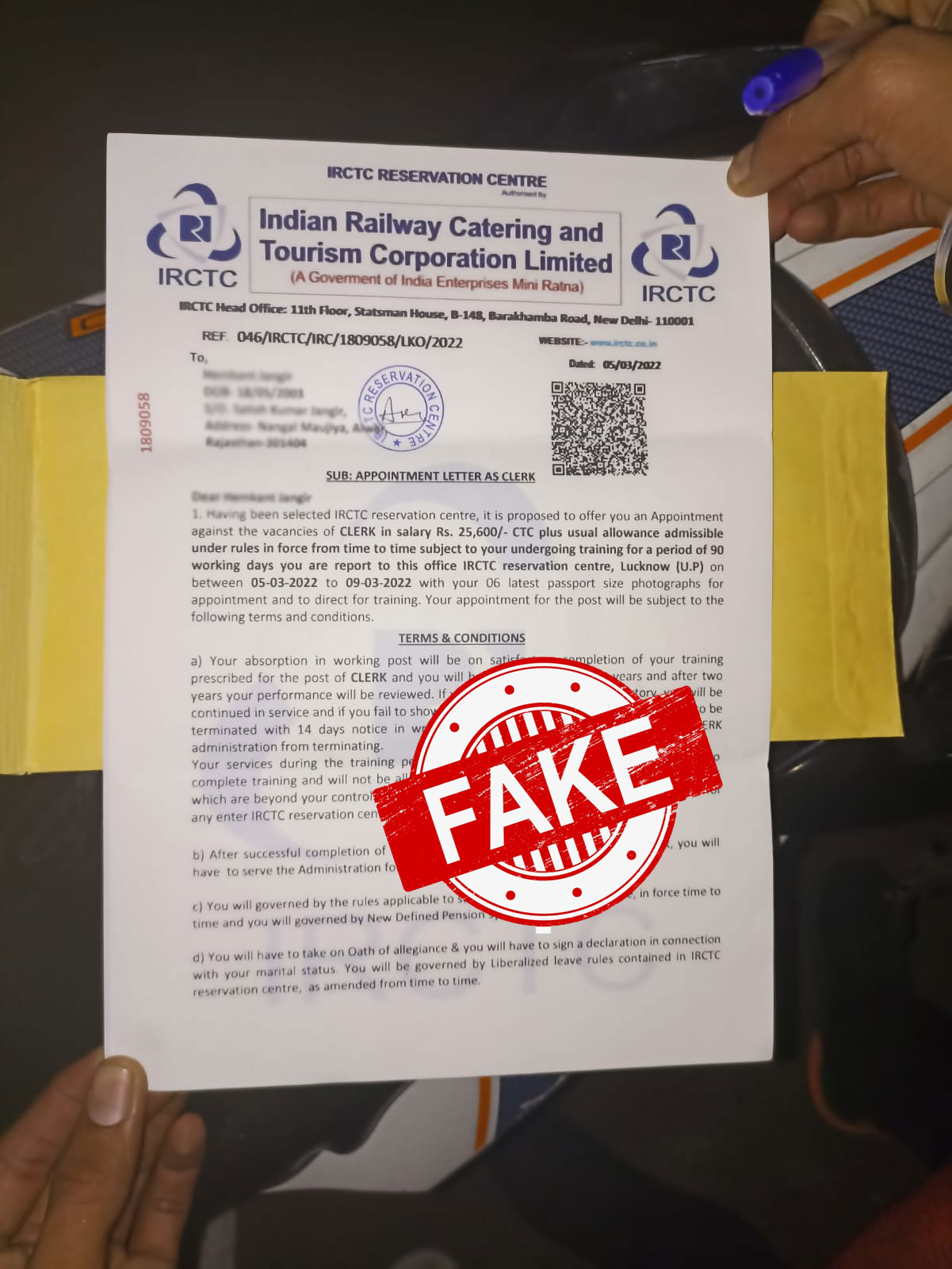 Fact Check: Fake letter on IRCTC appointment does the rounds again ...