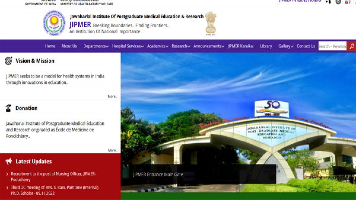 JIPMER Nursing Officer Recruitment 2022: Apply online for 433 vacancies ...