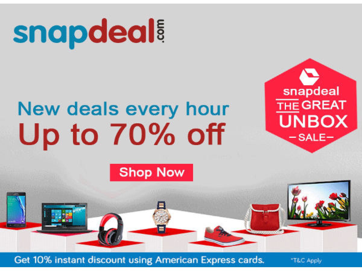 THE SNAPDEAL GREAT UNBOX SALE is Live Now! 70% Discount on Products ...