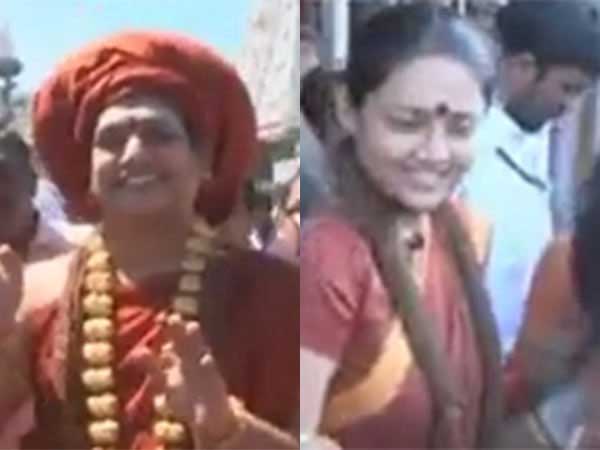 Swami Nithyananda and Ranjitha visits Tirumala in new look - Oneindia