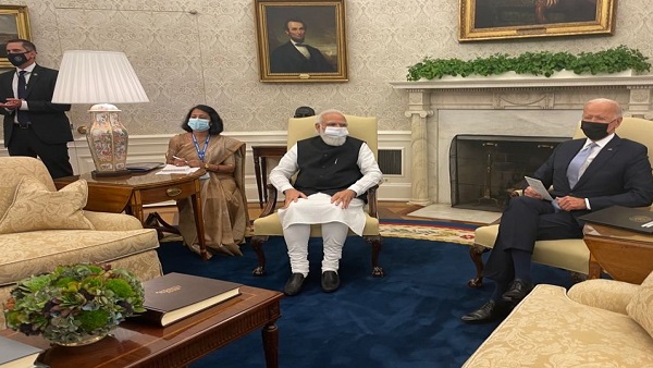 PM Narendra Modi holds first bilateral meeting with US President Joe ...