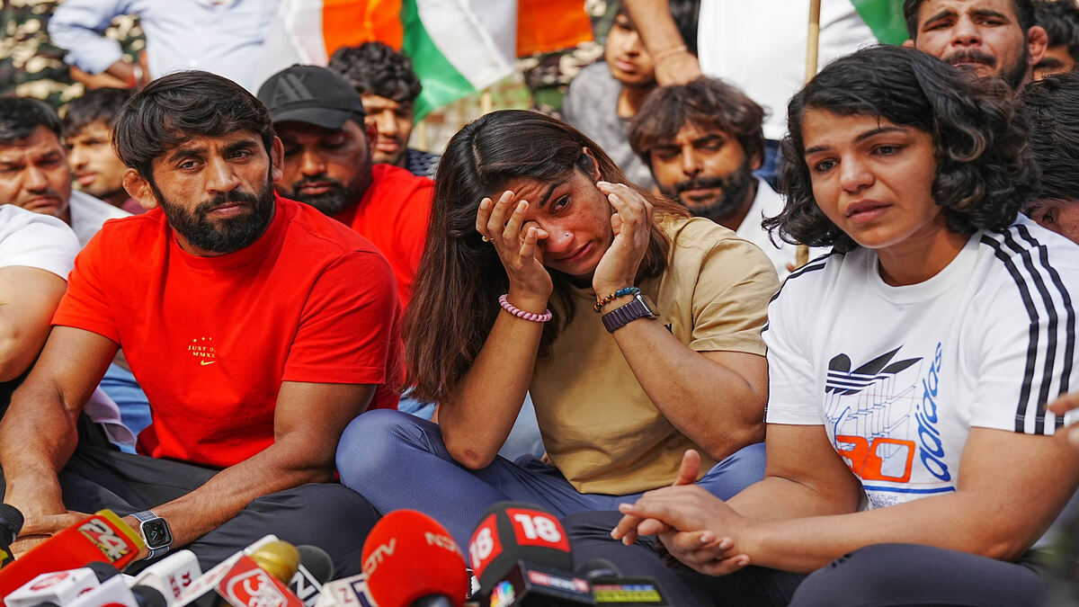 Won't leave until there's an arrest: Wrestlers protest against Brij ...