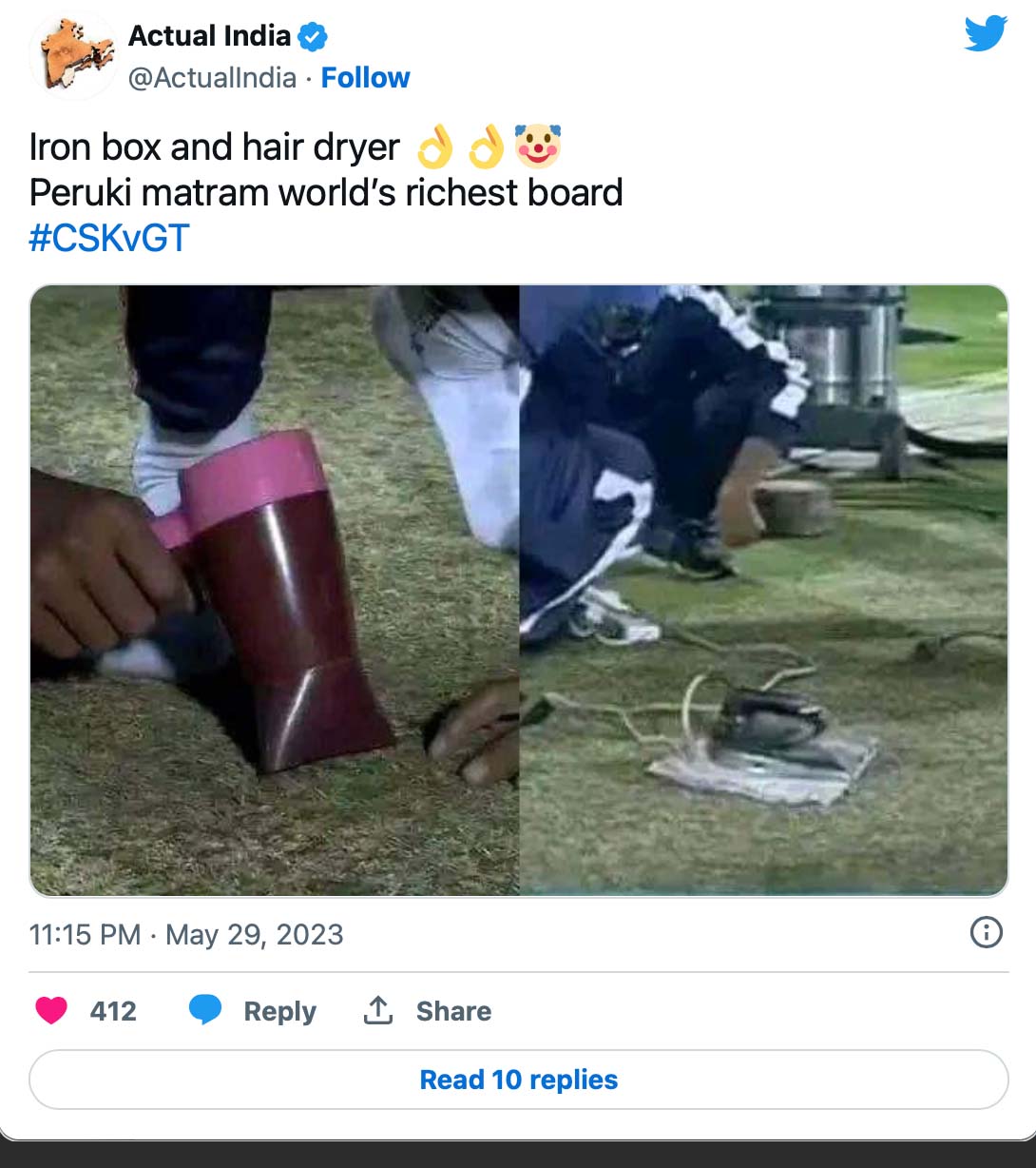 Fact Check: Did Groundsmen Use Hair Dryer, Iron To Dry Up Pitch in IPL ...