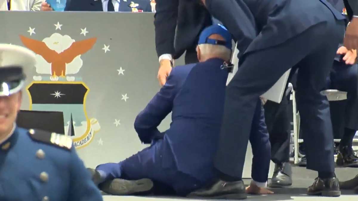 Viral Video: Joe Biden Tumbles On Stage At Air Force Academy Graduation ...