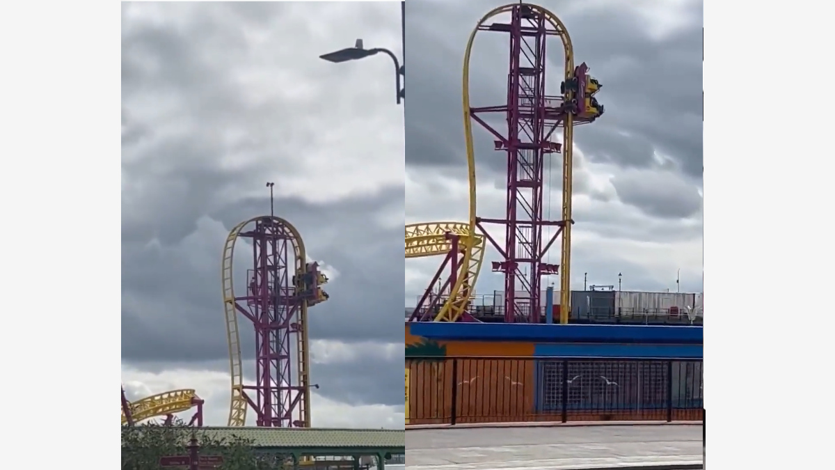 Watch: Roller Coaster Stopped Mid-Ride In England, Riders Suspended In ...