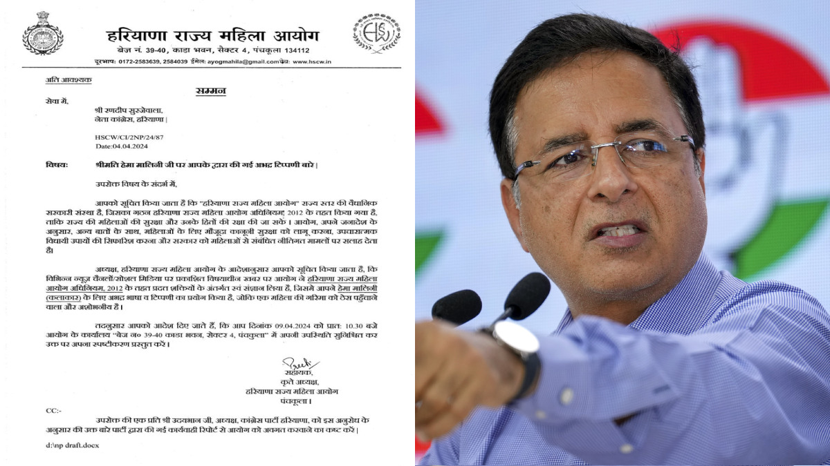 Haryana Women's Commission Summons Congress' Randeep Singh Surjewala For Comments Against BJP's ...