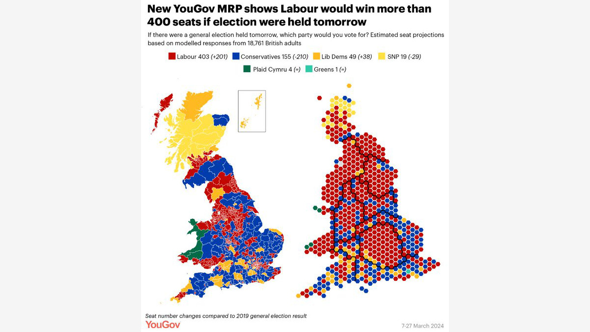 Check YouGov MRP Poll Opinion: Is Sunak's Party Set For A Heavy Defeat ...