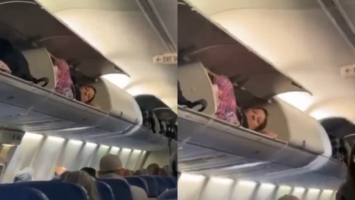 WATCH Viral Video: Passenger Caught Napping In Southwest Airlines' Overhead Compartment ...