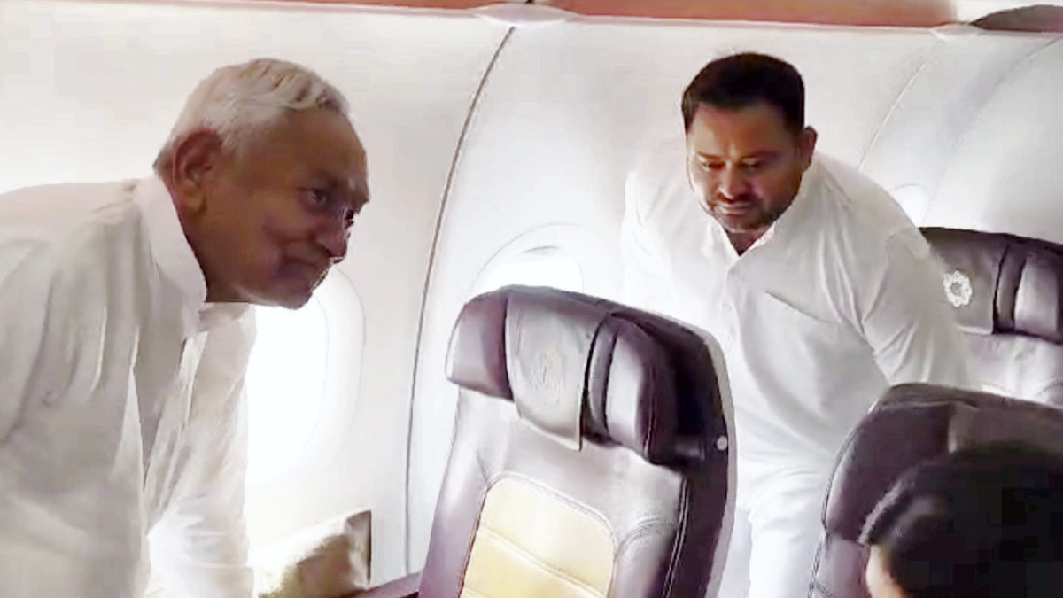 Viral Video Shows Nitish Kumar, Tejashwi Yadav Together In Flight To Delhi; This Is How Social ...