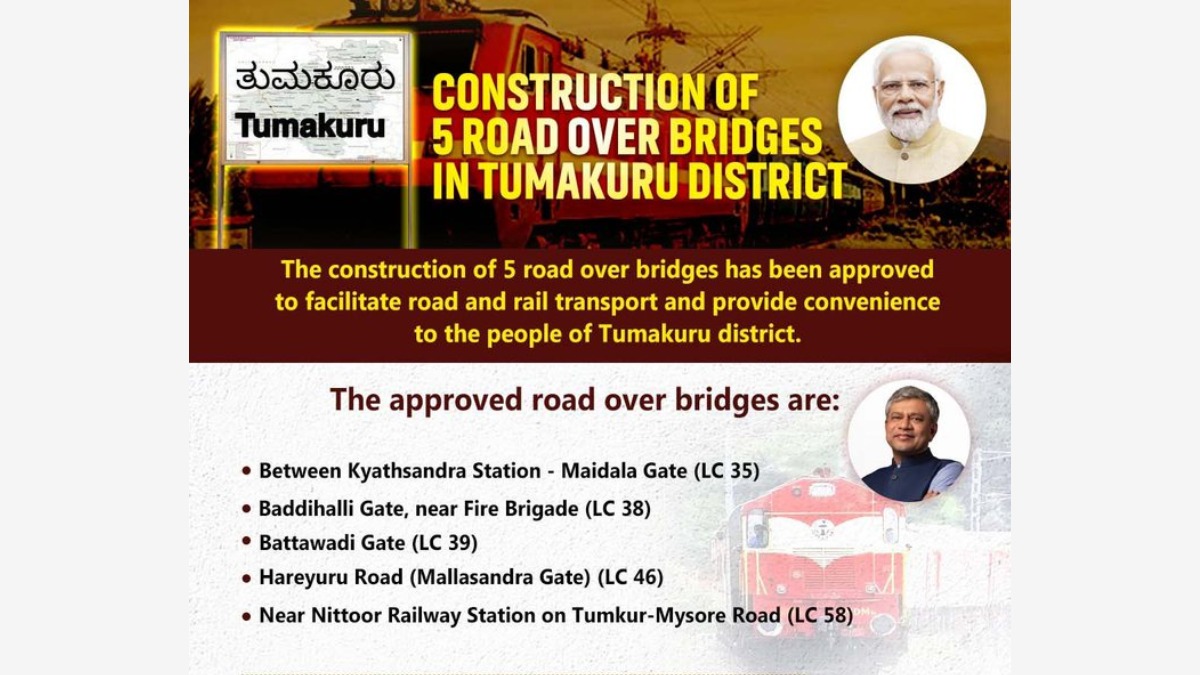 Tumakuru District Set To Get 5 New Road Over Bridges, Rs 350 Crore ...