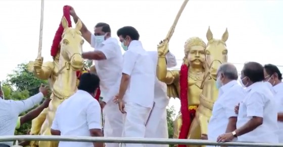 மதுரை தெப்பக்குளத்தில் மருது பாண்டியர்களின் சிலைக்கு முதல்வர் மு.க ...