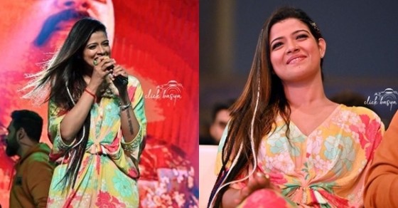 Singer Amrutha Suresh's Gorgeous Entry in Vijayanand movie Audio Launch ...