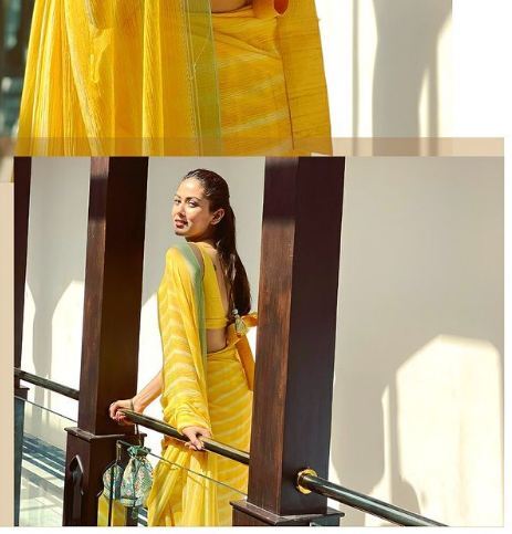 पीली साड़ी में कहर ढातीं मीरा राजपूत | stunning photo of Meera Rajput ...