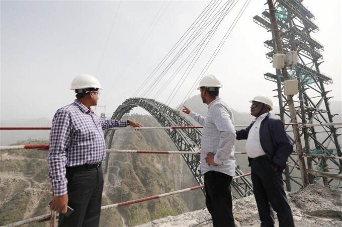 Construction Of World's Highest Railway Bridge At Chenab River In Reasi ...