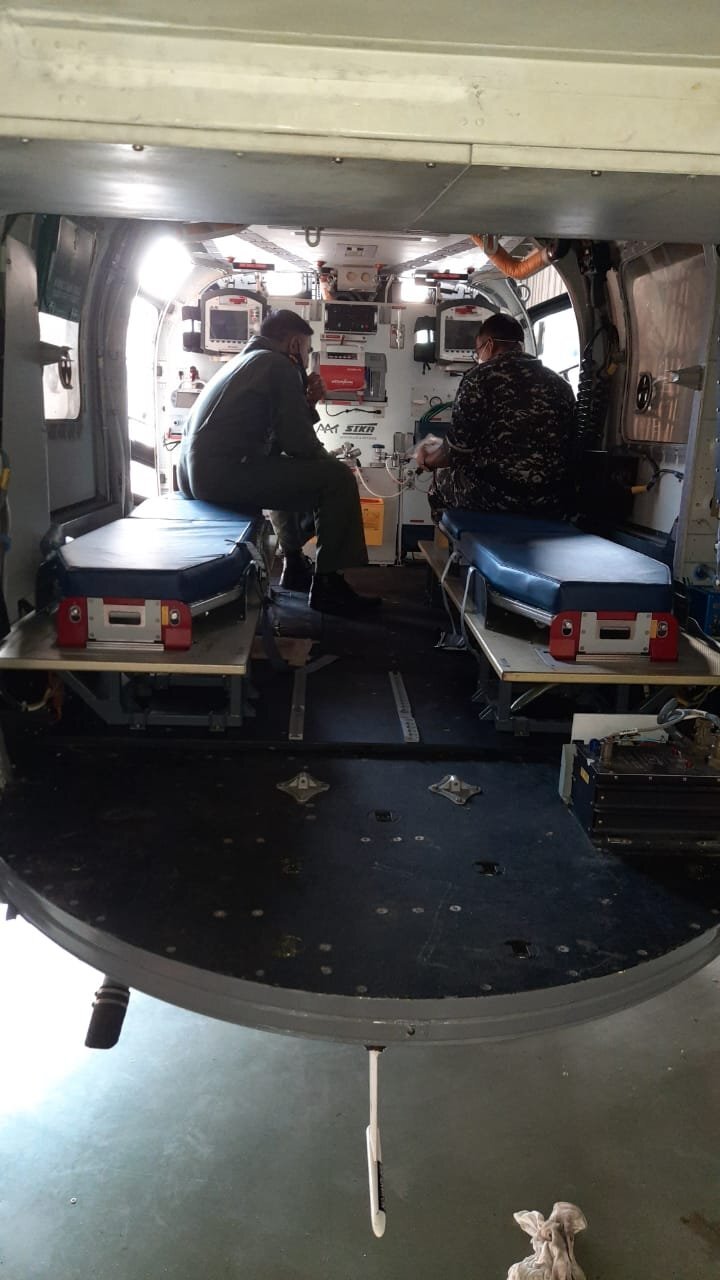 Medical Intensive Care Unit installed onboard ALH Mk III from INAS 323 ...