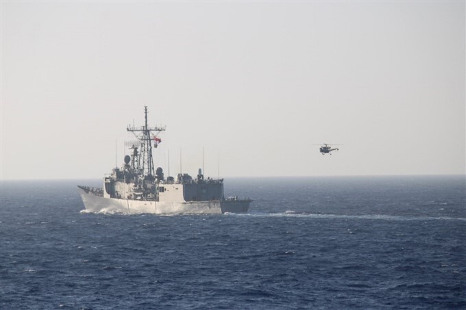 INS Tabar During Partnership Exercise At Sea With Egyptian Navy Ship ...