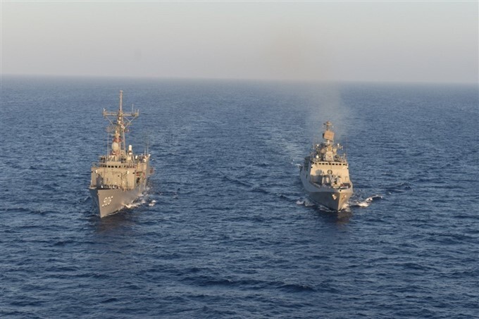 INS Tabar During Partnership Exercise At Sea With Egyptian Navy Ship ...