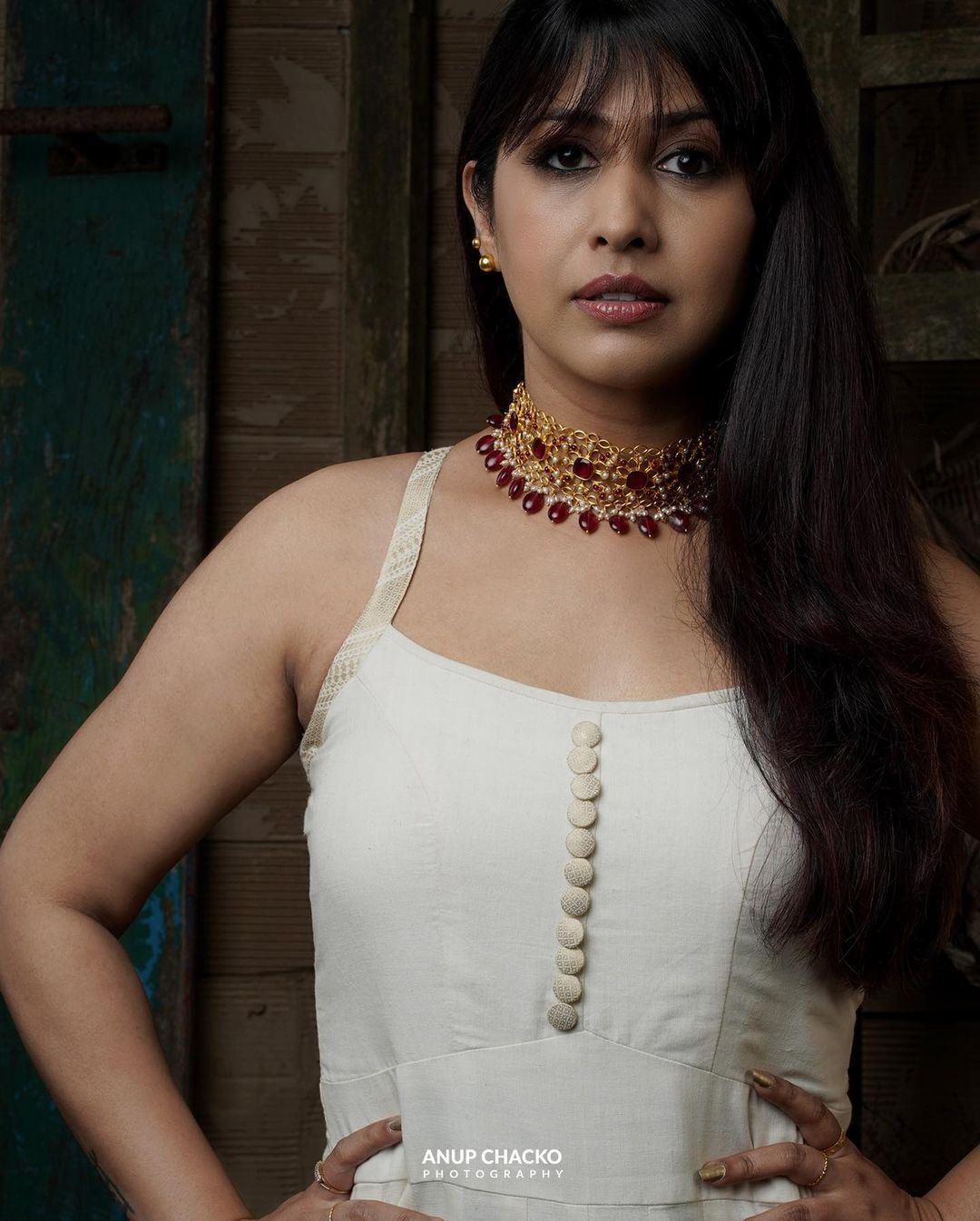 Actress and singer Ranjini Jose in a white dress with glamorous clicks ...