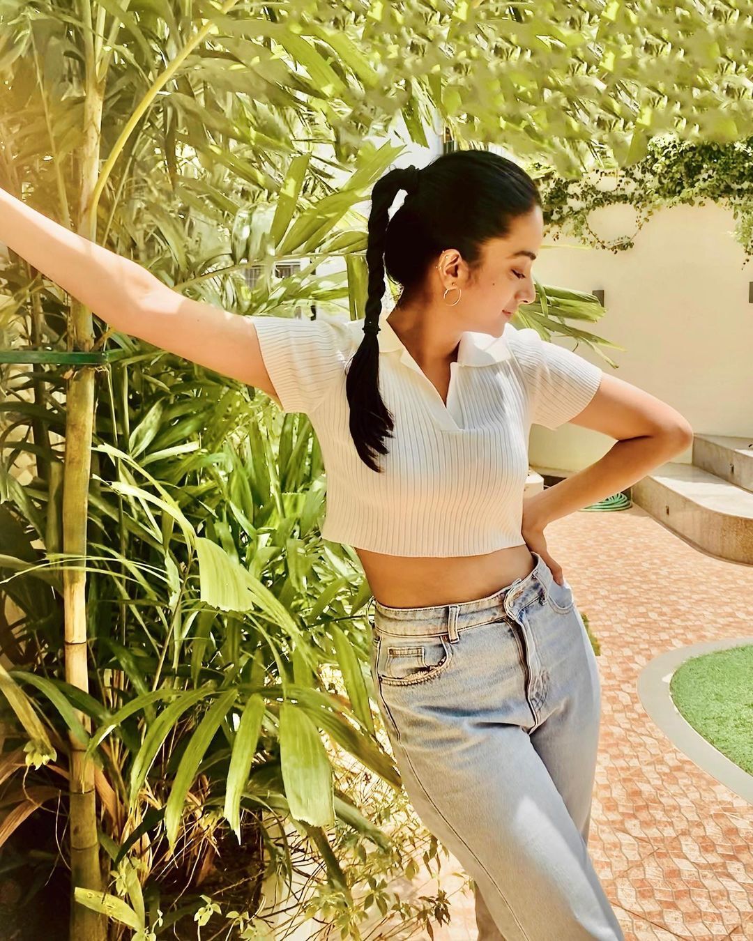 South Actress Namitha Pramod Glamorous Look in White Top and Blue Jeans ...