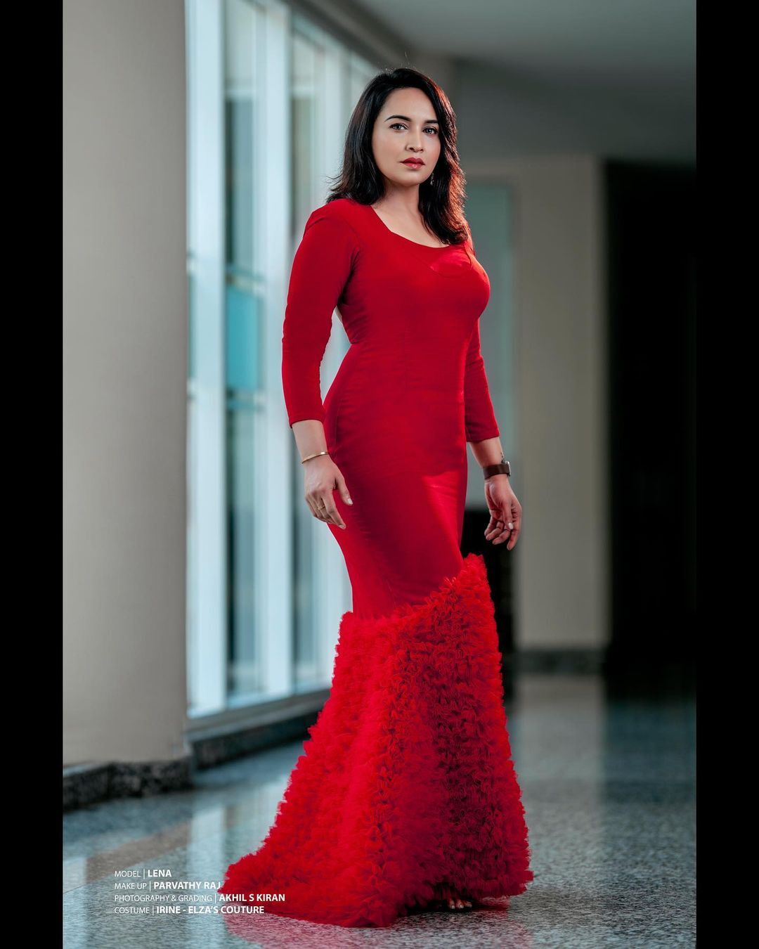 Actress Lena Kumar New Stunning Look In Red Hot | 'റെഡ് ലേഡി' അല്ല ...