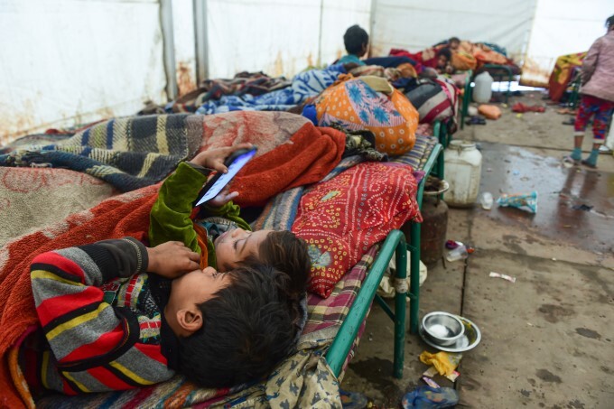 Homeless People Staying At Night Shelters To Avoid The Extreme Cold ...