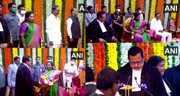 Ujjal Bhuyan Sworn In As Chief Justice Of Telangana High Court Photos ...