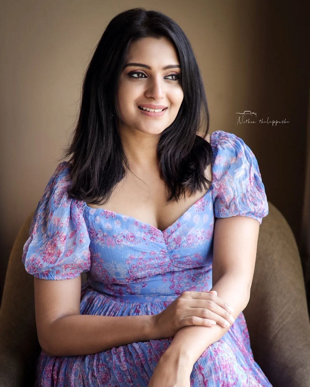 Actress Divya Pillai Looking Gorgeous In Violet Dress See New Simple 