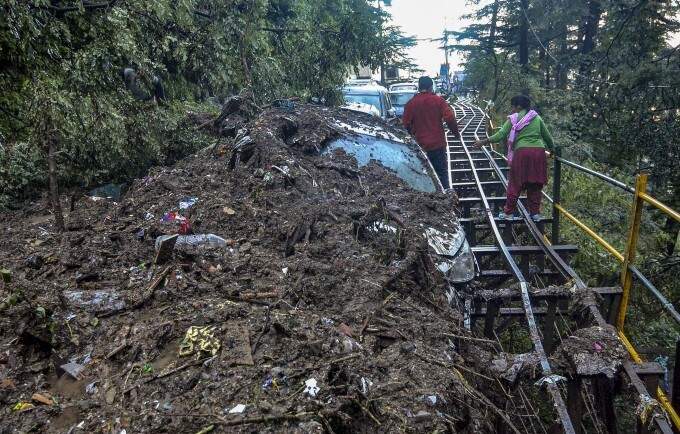 Heavy rains trigger landslides flash floods in Himachal pradesh new rain and damage photos ...