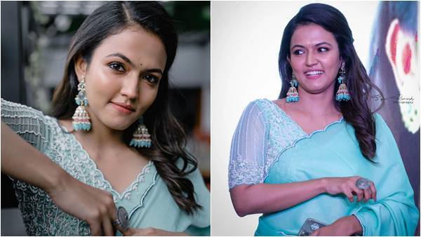 Priyan Ottathilanu Actress Aparna Das Looking Gorgeous In Cyan Color ...