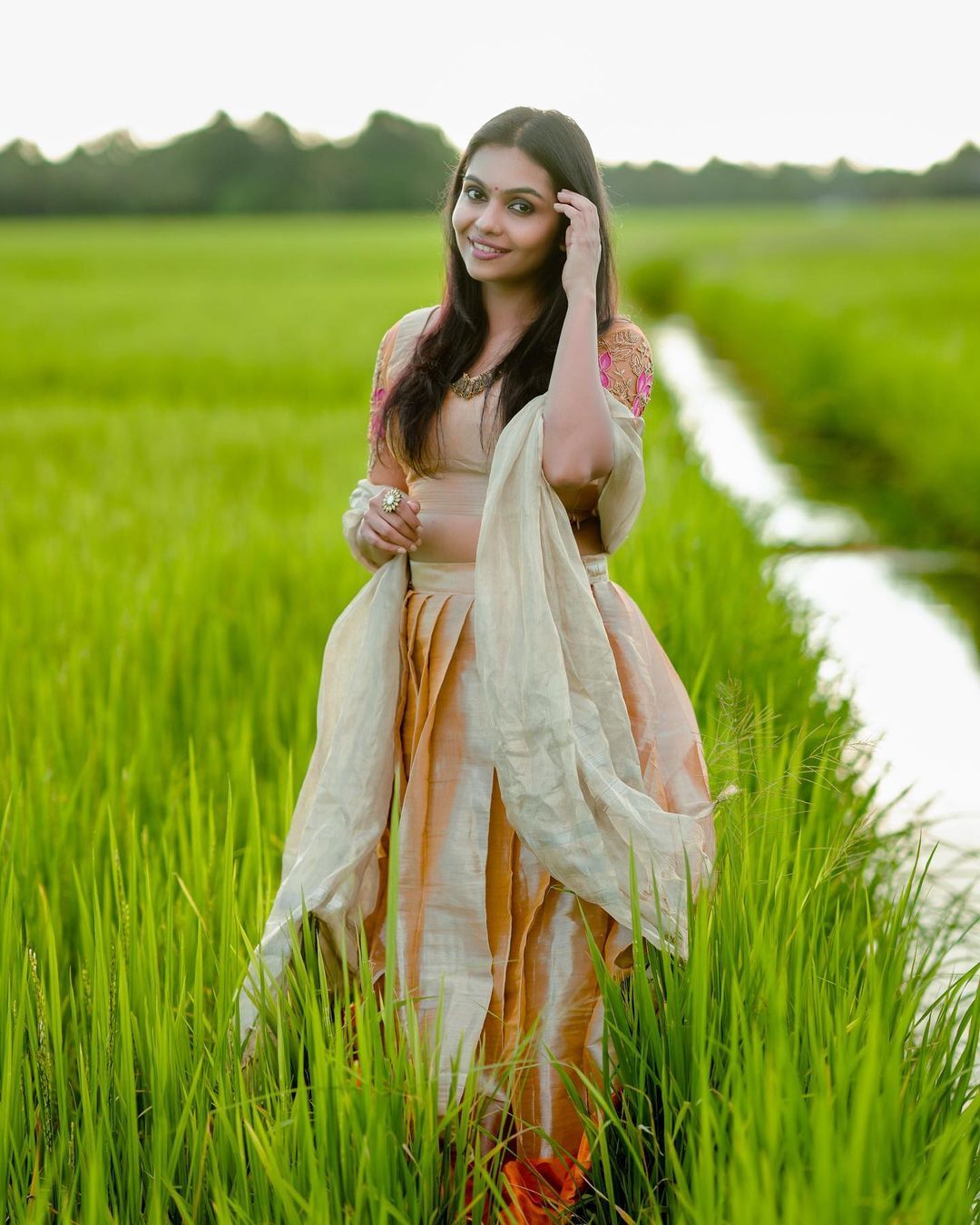 Actress Tanvi Ram Stunning Look In Pattupavada On Thiruvonam Goes Viral ...