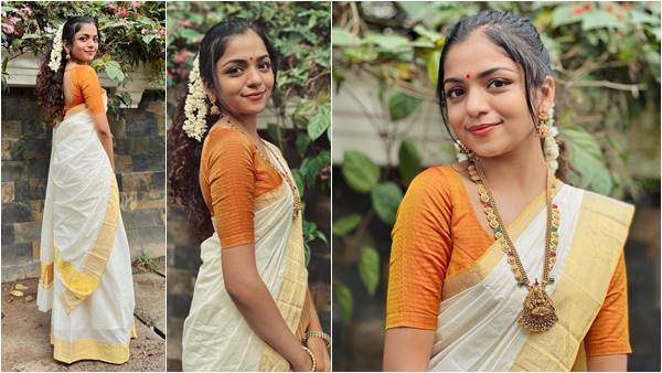 Celebrity Kid Hansika Krishna New Traditional Makeover In Kerala Saree ...