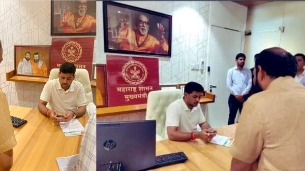 MH CM Eknath Shinde's Son Sitting On CM Chair Goes Viral Photos: HD ...