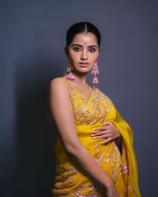 Tollywood Actress Anupama Parameswaran Looks Stunning In Yellow Saree ...
