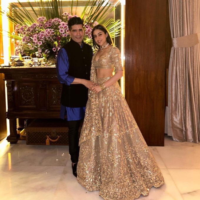 Bollywood Actress Sara Ali Khan Looks Gorgeous In This Golden Lehenga ...