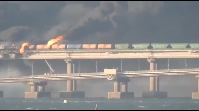 Key Bridge Connecting Crimea To Russia Hit By Huge Explosion Photos: HD ...