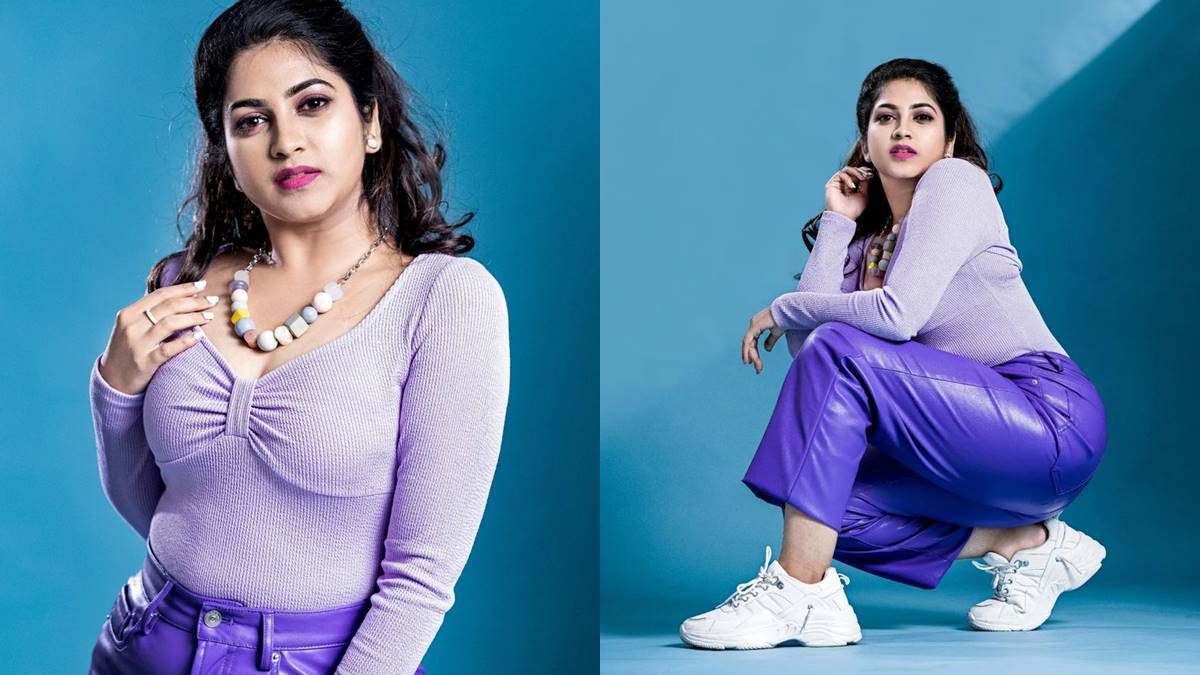 Television Fame Ankhitha Vinod Latest Photoshoot in Violet Outfit Made ...