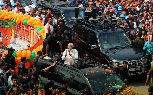 Prime Minister Narendra Modi Holds 26km Roadshow In Bangalore, People ...