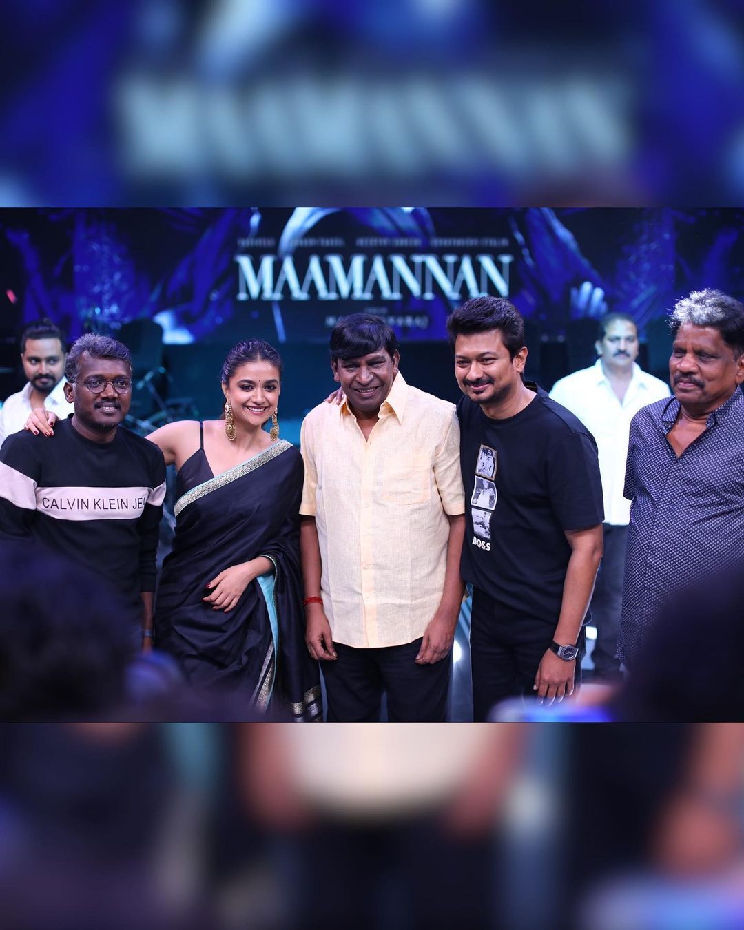 Actress Keerthy Suresh Stunning Entry in Black Saree in Audio Launch Event of Mamannan | Keerthy ...