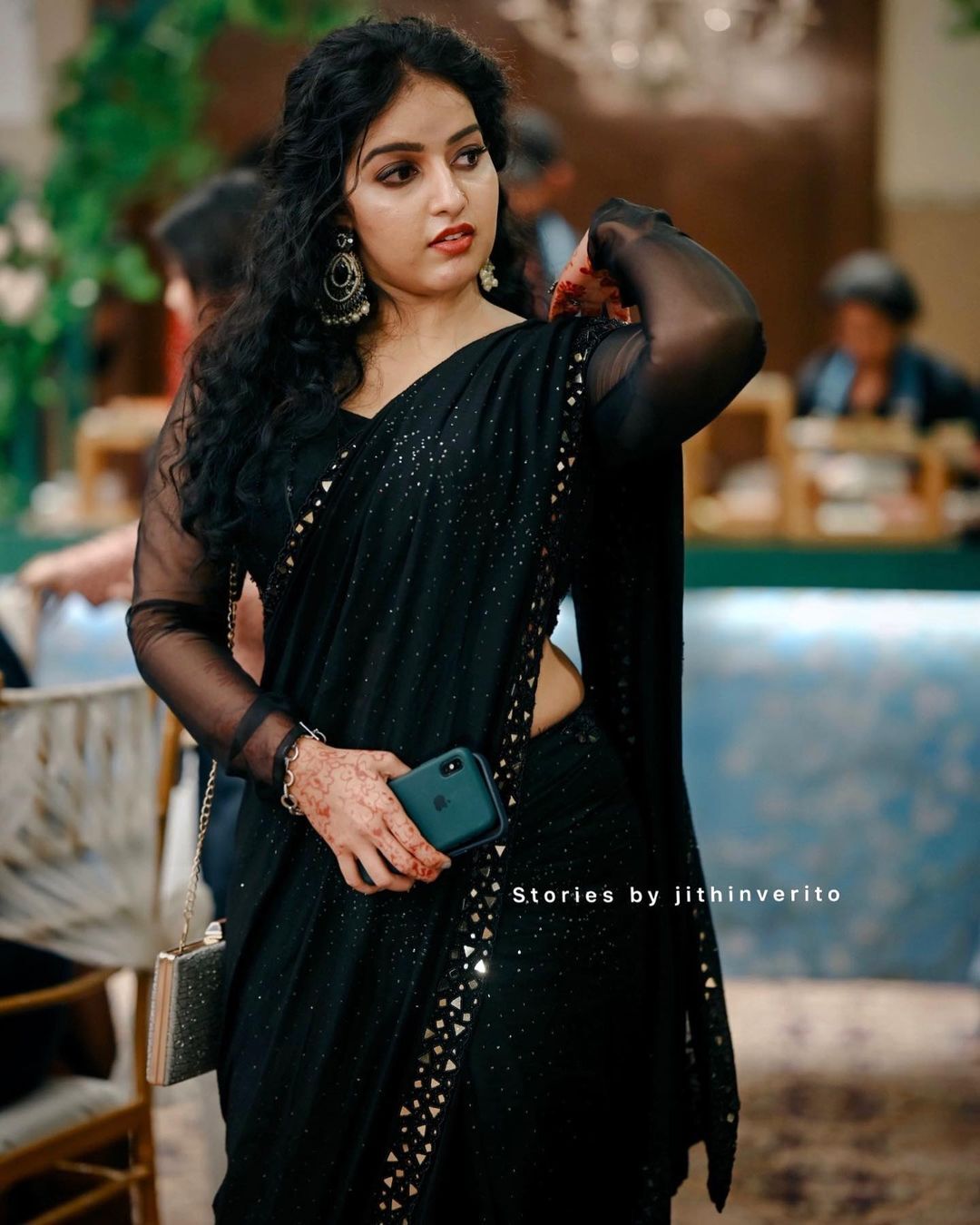 Actress Malavika Menon Looks Gorgeous in Black Saree in AMMA General Body Meeting | Malavika ...