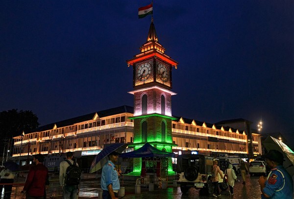 In Pics Historic Clock Tower At Lal Chowk Illuminated In National Tricolor On 77th Independence